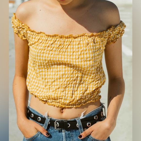 Brandy Melville | Tops | Brandy Melville Rio Yellow Gingham Top | Poshmark